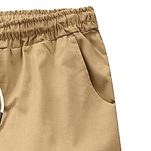 Men's Casual Multi Pocket Short Pants Elastic Waist Relaxed Fit Cargo Shorts Loose Fit Lightweight Outdoor Shorts (Khaki,XX-Large)