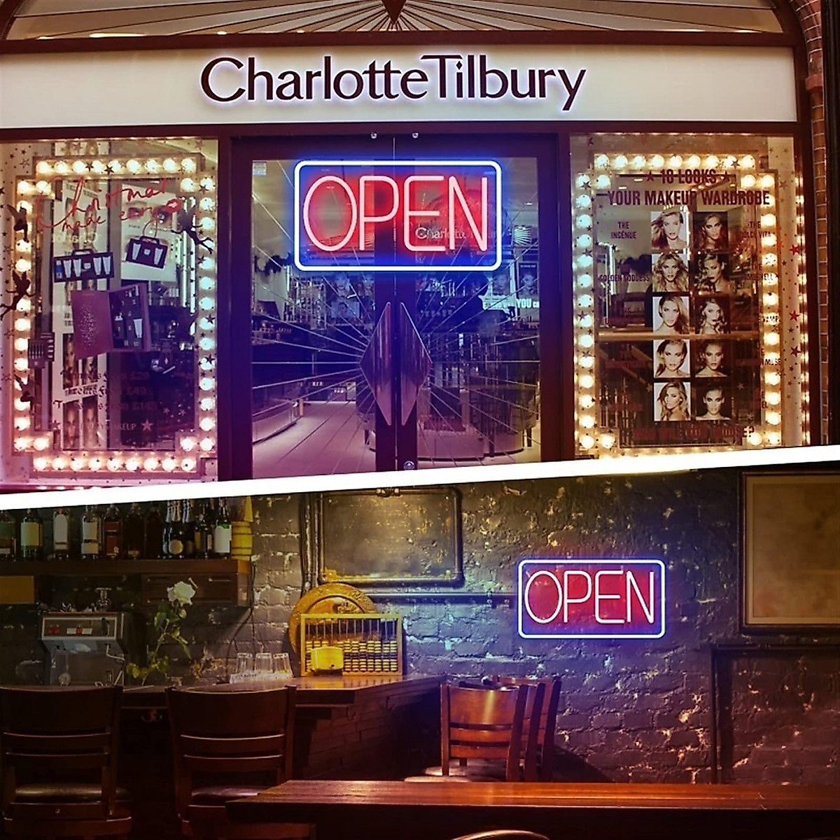 QCHIAN Open Neon Sign for Business, Adjustable Brightness LED Open Sign Powered by USB, High Visibility Open Neon Light up Sign for Stores, Salons, Cafes, Clubs, Hotels, Food Trucks Decor