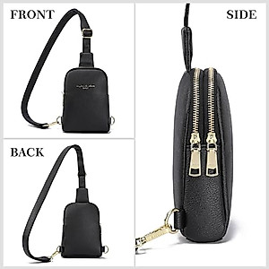 INICAT Travel Small Sling Bag Leather Crossbody Bags for Women Fanny Packs Cross Body Bag for Woman Cross Body Purses(Black)