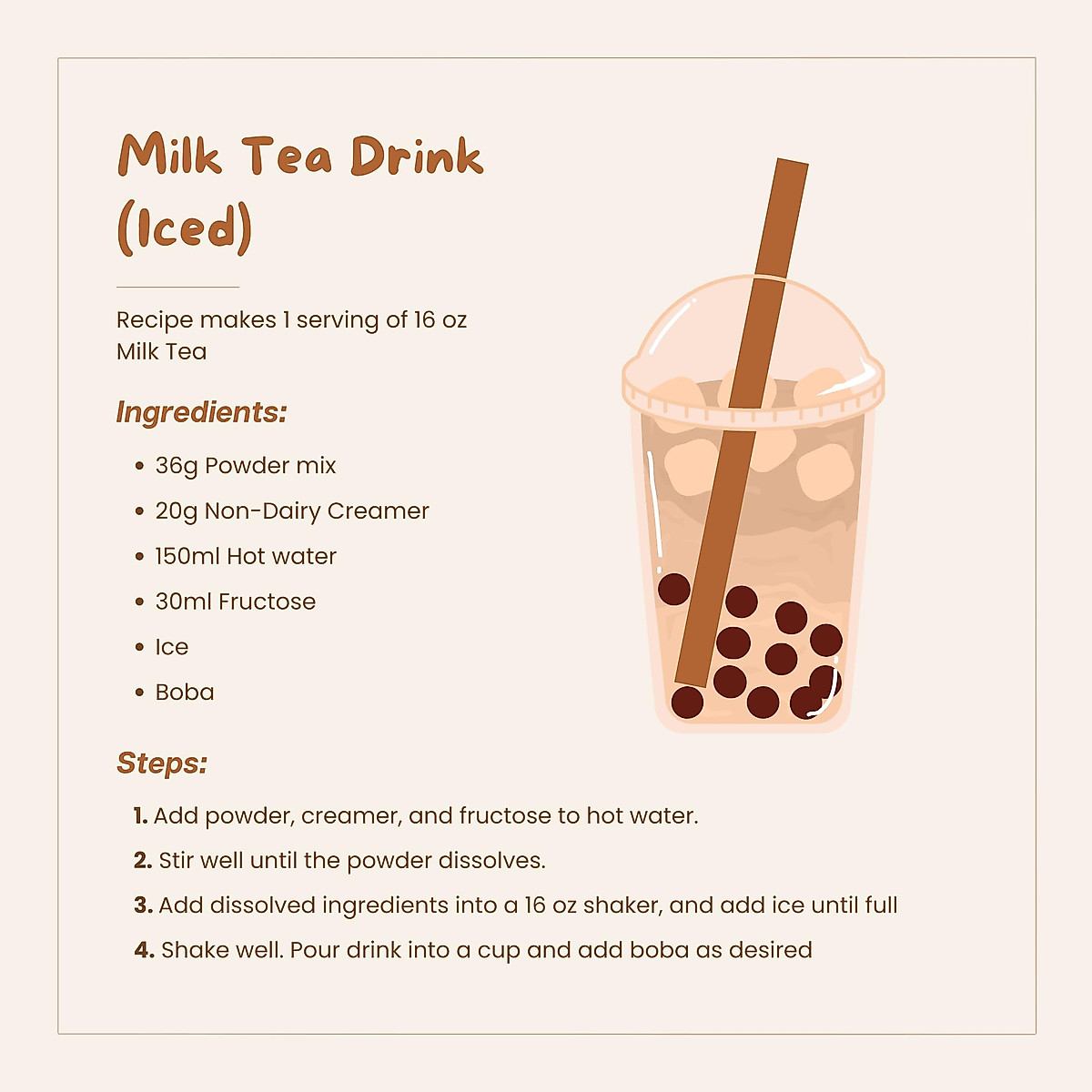 Bossen Bubble Tea Powder Mix - 2.2 Pound (Milk Tea)