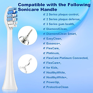 Toothbrush Replacement Heads Compatible with Philips Sonicare, Medium to Soft Electric Brush Head Refills for Sonic Care DiamondClean C1 C2 C3 G2 G3 W2 W3 4100 5100 6100 etc, 8 Pack