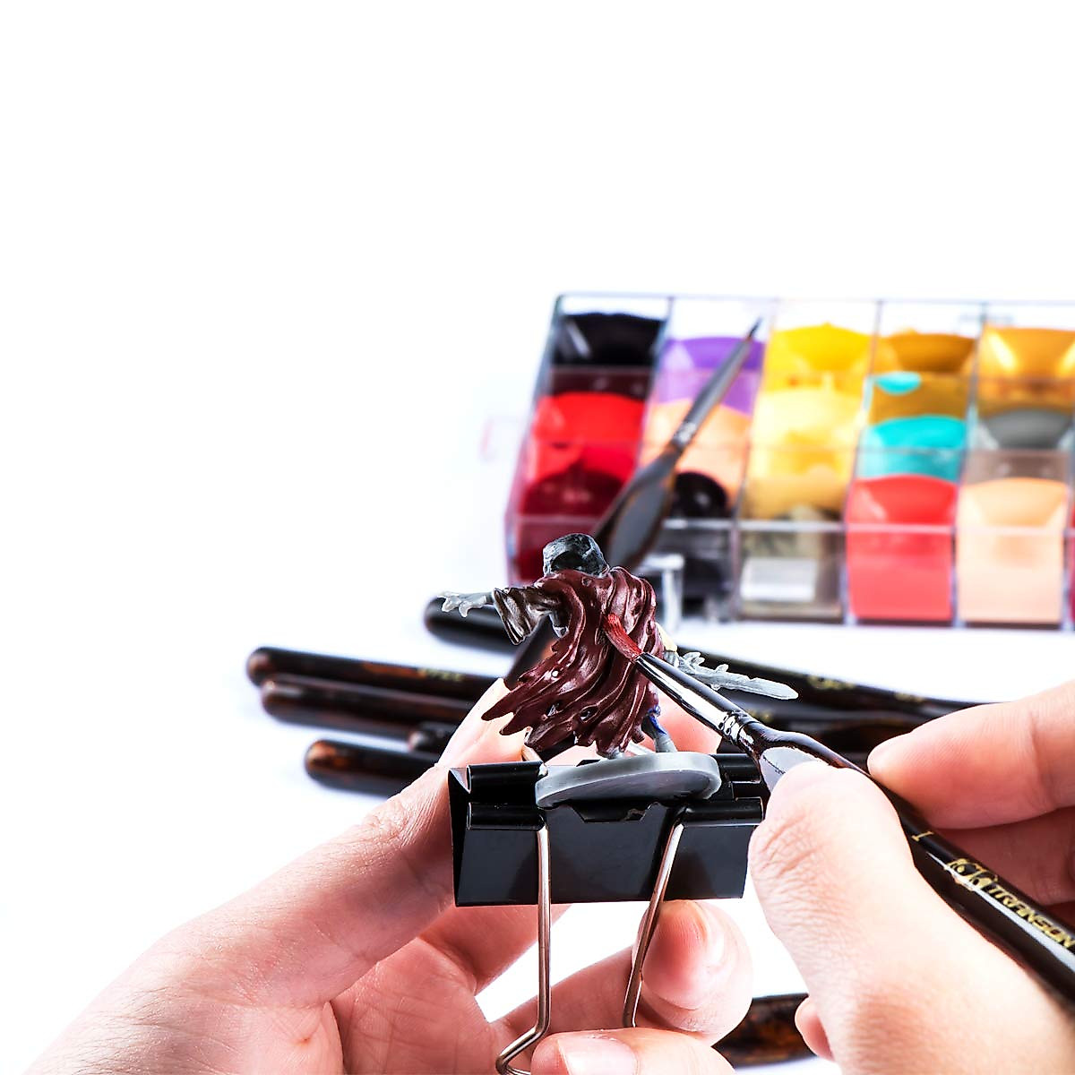 Transon Artist Detail Paint Brushes with Case 15pces for Model Miniature Painting