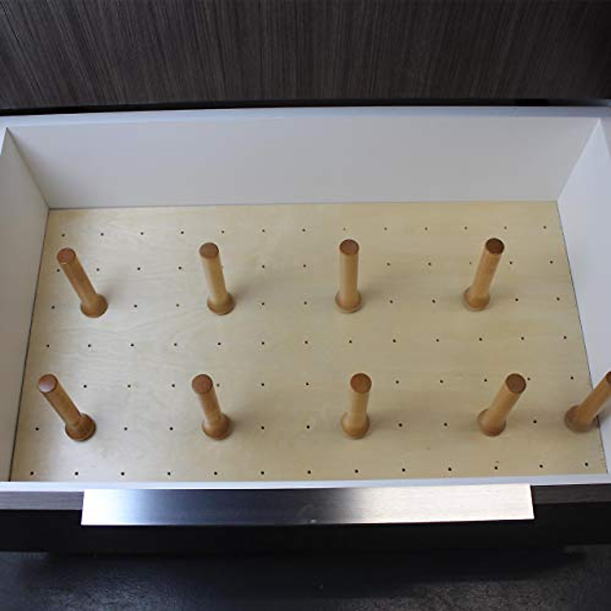 Dowell 24" x 21" Drawer Organizer Wood Peg Board - 9Pegs