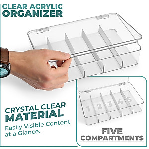 Sorbus Sunglasses Organizer - Plastic Stackable Eyeglass Case Storage Organizer for Multiple Glasses - Reading Glasses, Sunglass Holder with Hinged Lid for Eyewear Display Includes 5 Sections (3 Pack)