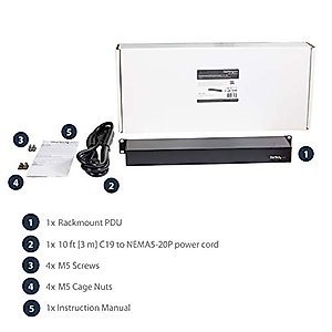 StarTech.com 1U 19 inch 8 Port Rack Mount PDU - IEC C13 Socket Rackmount Power Supply/Strip - Horizontal Server Rack Mountable PDU /Data Center Power Distribution Unit 16A 240V (PDU08C13H)