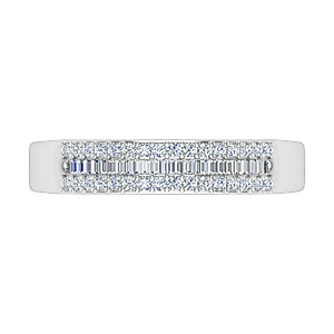 1/4 Carat Baguette and Round Shape Diamond Wedding Band Ring in 10K White Gold (Ring Size 4.75)