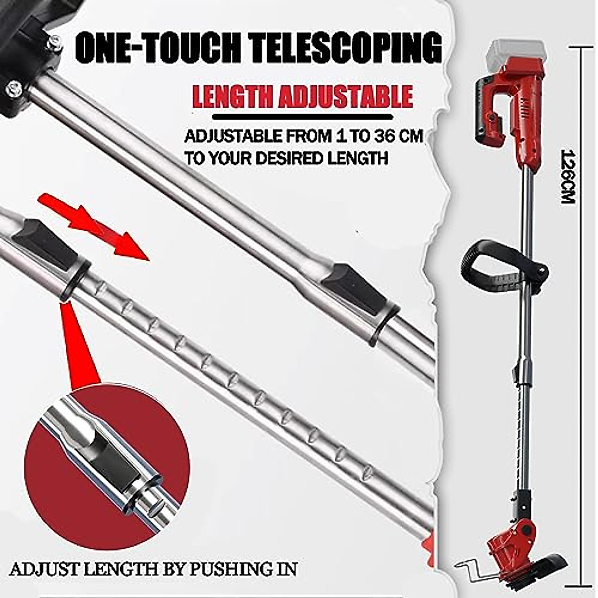 PEDONY Cordless String Trimmer - for Milwaukee 18V Battery Weed Wacker Lawn Trimmer, Adjustable Pole Length, Electric Weed Trimmer Tool for Garden and Yard (Battery Not Included)