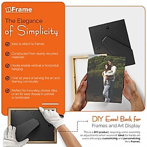iFrame DIY Adjustable Easel Back for 8x10 Picture Frames – Solid Black Cardboard Display Stand for Photos, Art, Tiles & More, Tabletop Easel, Made in USA (Pack of 4)