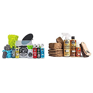 Chemical Guys HOL126 14-Piece Arsenal Builder Car Wash Kit with Foam Gun, Bucket and 16 oz Car Care Cleaning Chemicals & HOL303 Leather Cleaner and Conditioner Detailing Kit, 9 Items