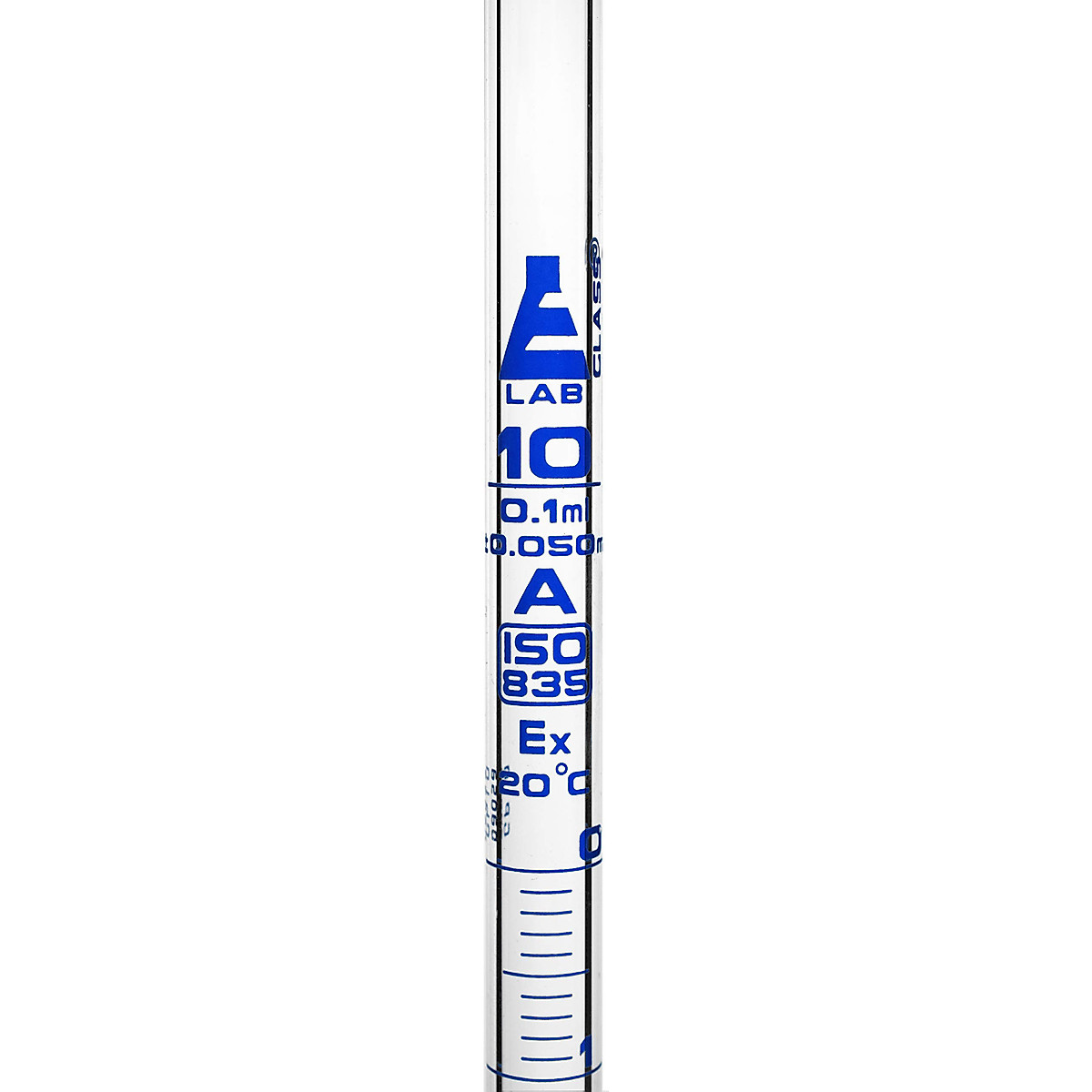 EISCO Serological Pipette, 10ml - Class A, Tolerance ±0.050ml - Blue Graduations - Color Code, Orange - Calibrated for Delivery to Jet - Borosilicate Glass