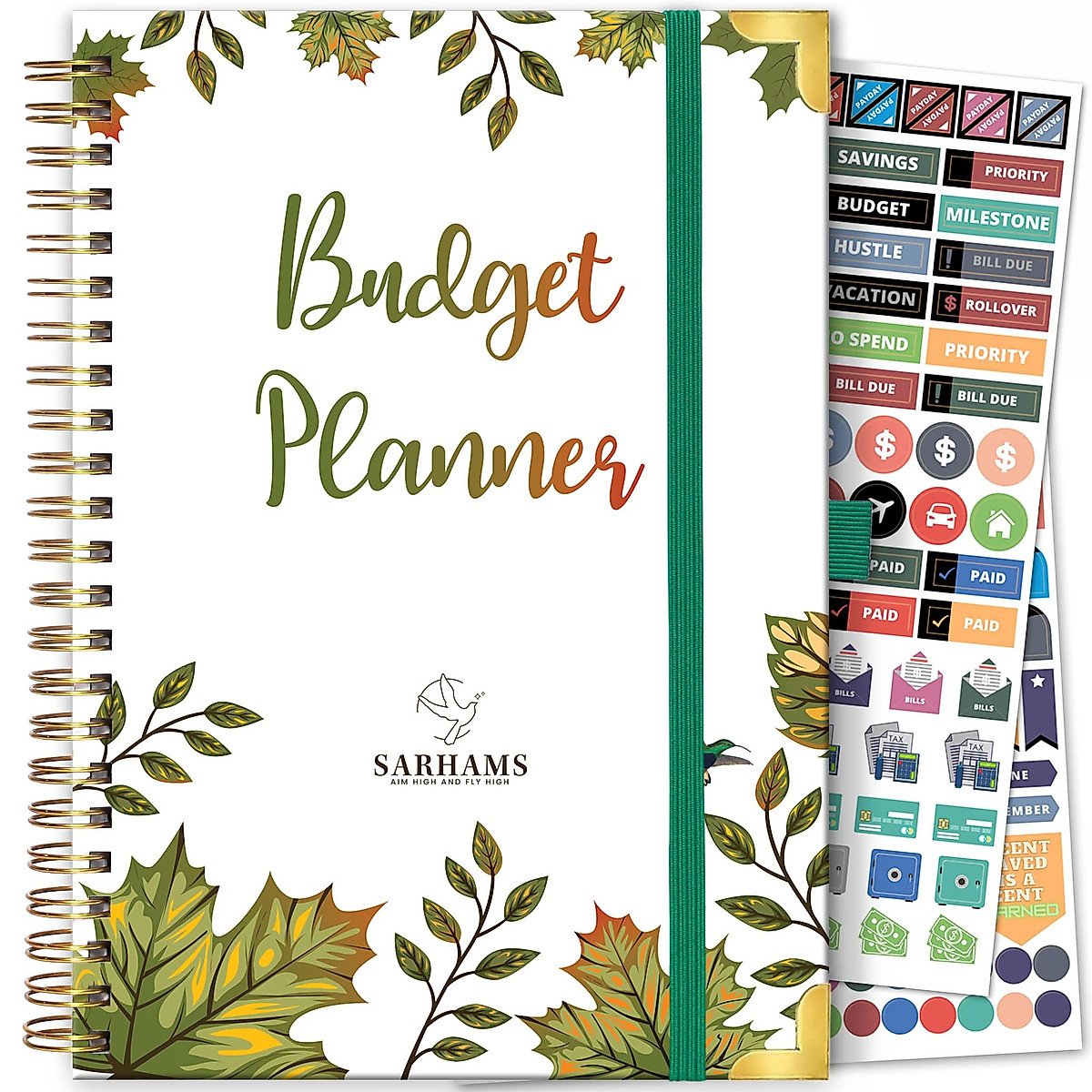 SARHAMS Budget Planner 5.8 x 8.1 Inches with 2 Pockets – Portable Undated Budget Book with Bill and Expense Tracker – 12 Month Planner to Track 2023 2024, Organize and Plan Your Finances