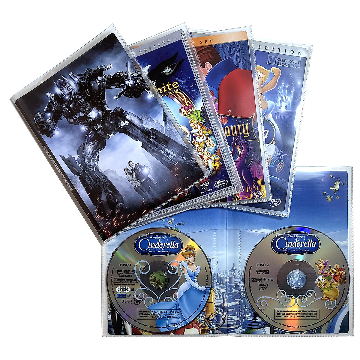 CheckOutStore 2 Disc DVD Storage CPP Sleeves: Space-Saving, Full DVD Cover Artwork Display & Booklet, Scratch & Dust Protection, Premium Quality (Pack of 50)