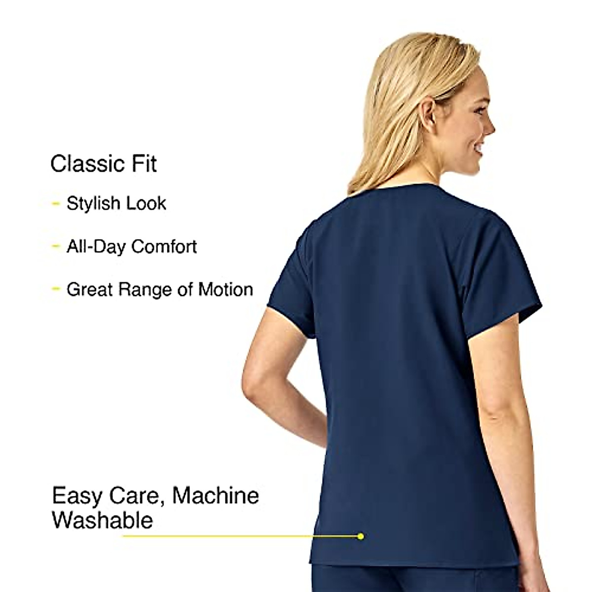 WonderWink W123 Women’s Basic V-Neck Scrub Top — Navy, Medium
