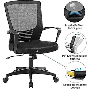 ANACCI Office Chair, Desk Chair with Rocking Back, Mid-Back Mesh Computer Chair with Adjustable Height, Drafting Chair Home Office
