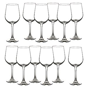 UMEIED Tempered Wine Glasses Set of 12, 12-oz Wine Glass Chip Resistant, Bulk Wine Glass Set for Restaurants, Bars, Picnics, Dishwasher Safe
