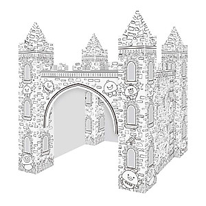 1 Set Colorizing 3D Castle Paper Fairy Tale Castle Paintable Cardboard Castle Kids Art Craft Supplies for Indoor Outdoor Fun