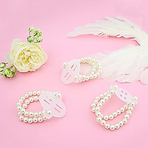 LEEFONE 16 Pieces Elastic Pearl Wrist Corsage Bands Wristlets Stretch Faux Pearl Wedding Wristband DIY Wrist Corsages Accessories for Bride Flowers Prom Beach Party Supplies