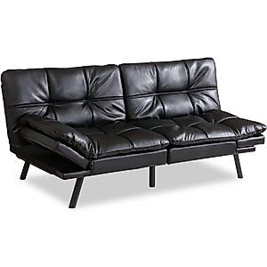 Hcore Futon Bed,Memory Foam Loveseat Sofas, Standard Black