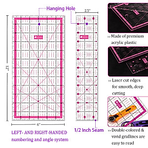 Rotary Cutter Set,Nicecho Sewing Quilting Supplies,45mm & 28 mm Fabric Cutters,8 Rotary Cutter Blades,A3 Cutting Mat for Sewing,6x12 & 2.5x12 In Quilting Rulers,Ideal Quilt kits for Lovers & Beginners