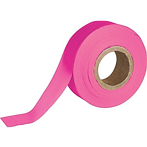 Brady Fluorescent Pink Flagging Tape for Boundaries and Hazardous Areas - Non-Adhesive Tape, 1.188" Width, 150' Length (Pack of 1) - 58354,Fluorescent Pink