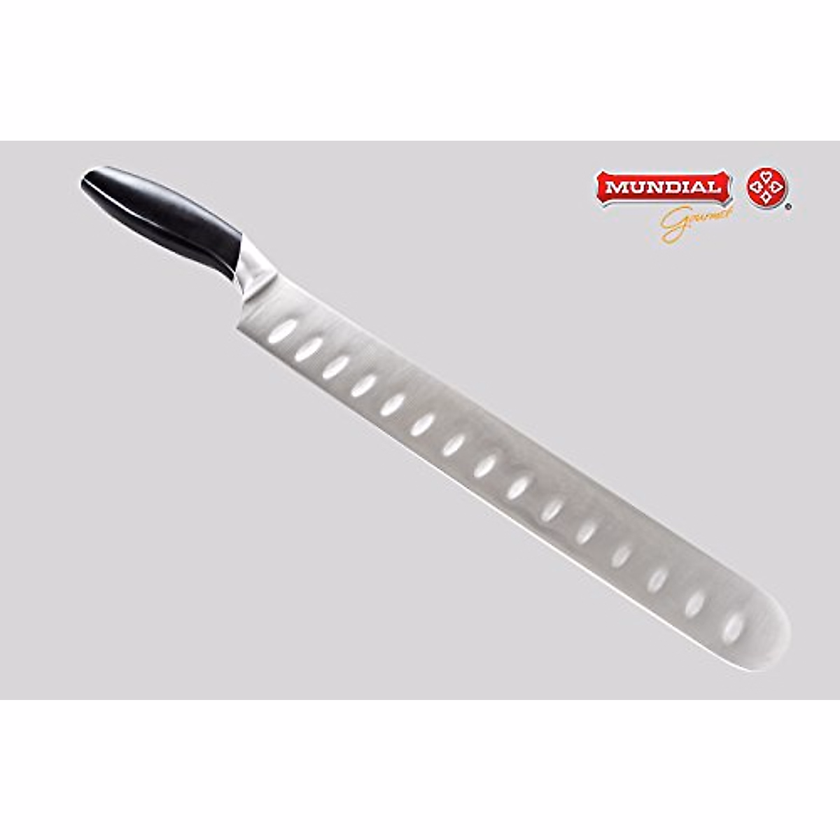 Mundial Titan 3427-11GE 11" Hollow Granton Edge Slicing Knife, Black Handle with Plastic Protective Sheath