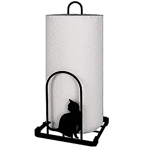 Megier Paper Towel Holder, Kitchen Countertop Paper Tower Stand, Fits Standard Jumbo Roll in Dining Table or Bathroom, Metal Paper Towel Toilet Paper Dispenser with Heavy Duty Base (Black)