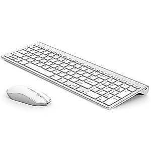 Wireless Keyboard Mouse Combo, J JOYACCESS 2.4G Compact and Sleek Rechargeable Keyboard and Mouse for Laptop,Computer,Windows,PC,Desktop(Silver)