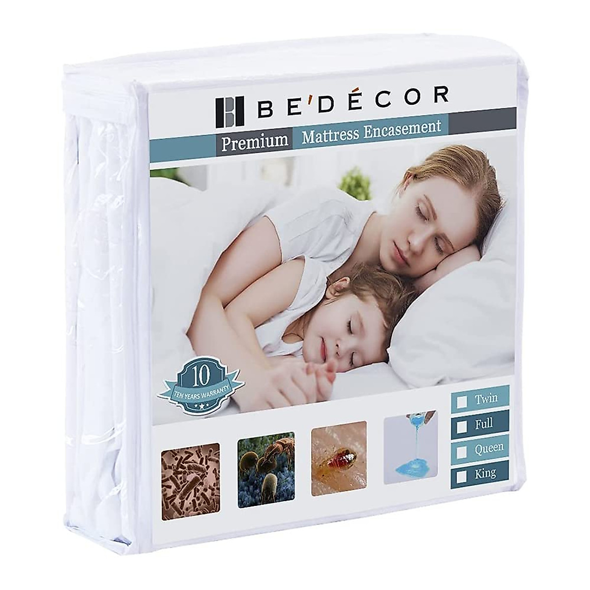 Bedecor Zippered Full Mattress Protector Cover for 7"-9" Depth Mattress,Fully Encased Liquid Proof Urine Pee Protection Breathable Smooth Incontinence Pet Baby Potty Training