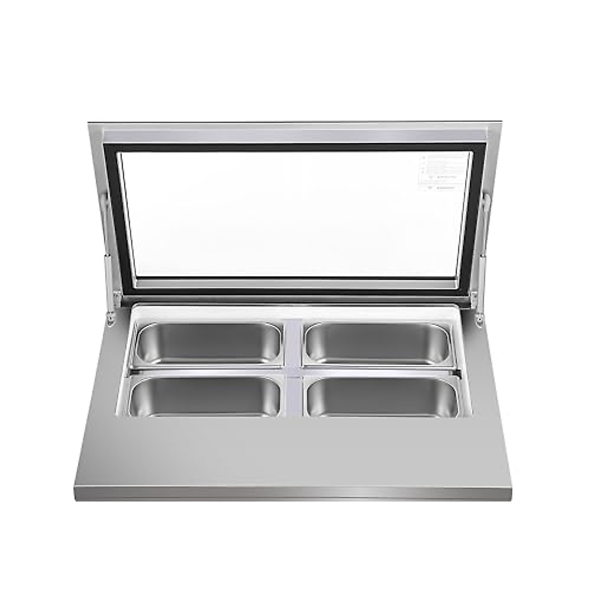 KoolMore KM-CGD-8HP 31 in. Countertop Ice Cream Display case with 4 Pans and Glass Sneeze Guard in Stainless-Steel