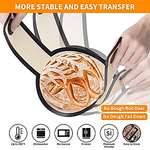 Senbowe 2 PCS Silicone Bread Sling for Dutch Oven, Non-Stick & Easy to Clean Reusable Silicone Bread Baking Mat Sheet Liner with Extra Long Handles, Easy to Transfer Sourdough Bread Baking Supplies