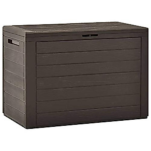 Festnight Garden Storage Box Deck Box Garden Organizer Toolbox PP Storage Cabinet 50.2 Gal Outdoor Furniture 38.7 x 17.3 x 21.7 Inches（Brown）