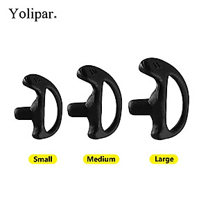 Yolipar Replacement Soft Silicone Eardud Earmold for Walkie Talkie Audio kit Air Acoustic Tube Earpiece Headset (Black, Medium(2 Pairs))