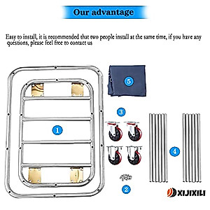 XIJIXILI Laundry Cart with Wheels Commercial 10 Bushel Heavy Duty Laundry Basket Trucks Cart, Oversized Stainless Steel Laundry Cart with Waterproof Oxford Cloth 260 LBS Weight for Hotels and Hospital