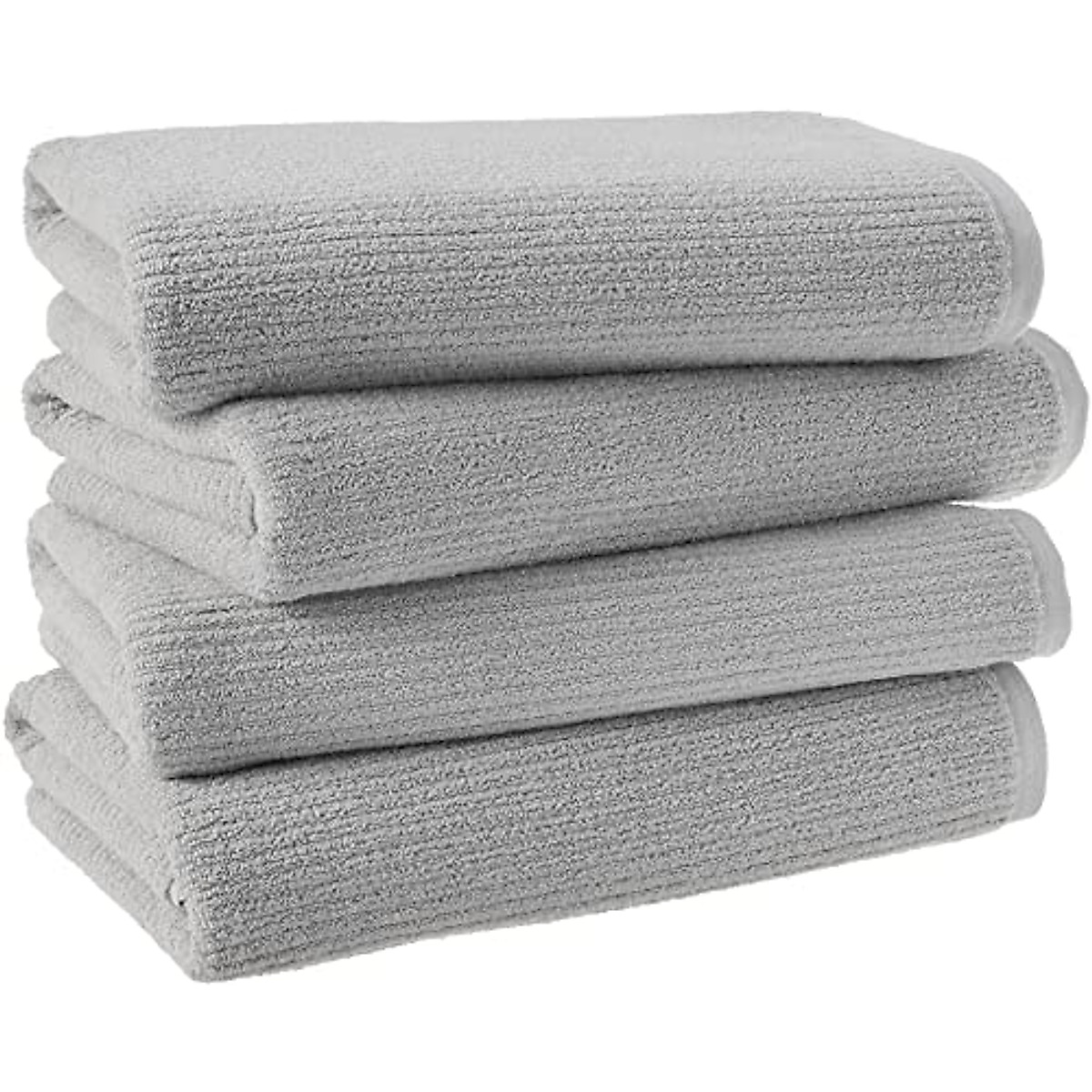 Amazon Aware 100% Organic Cotton Ribbed Bath Towels - Bath Towels, 4-Pack, Light Gray
