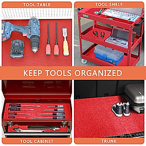 Foam Toolbox Liner Drawer Mat 1/8 Inch Thick X 16 Inch Wide X 16 Ft Long Red, No Slip for Protecting Cabinet, Garage, Cart, Tool Box