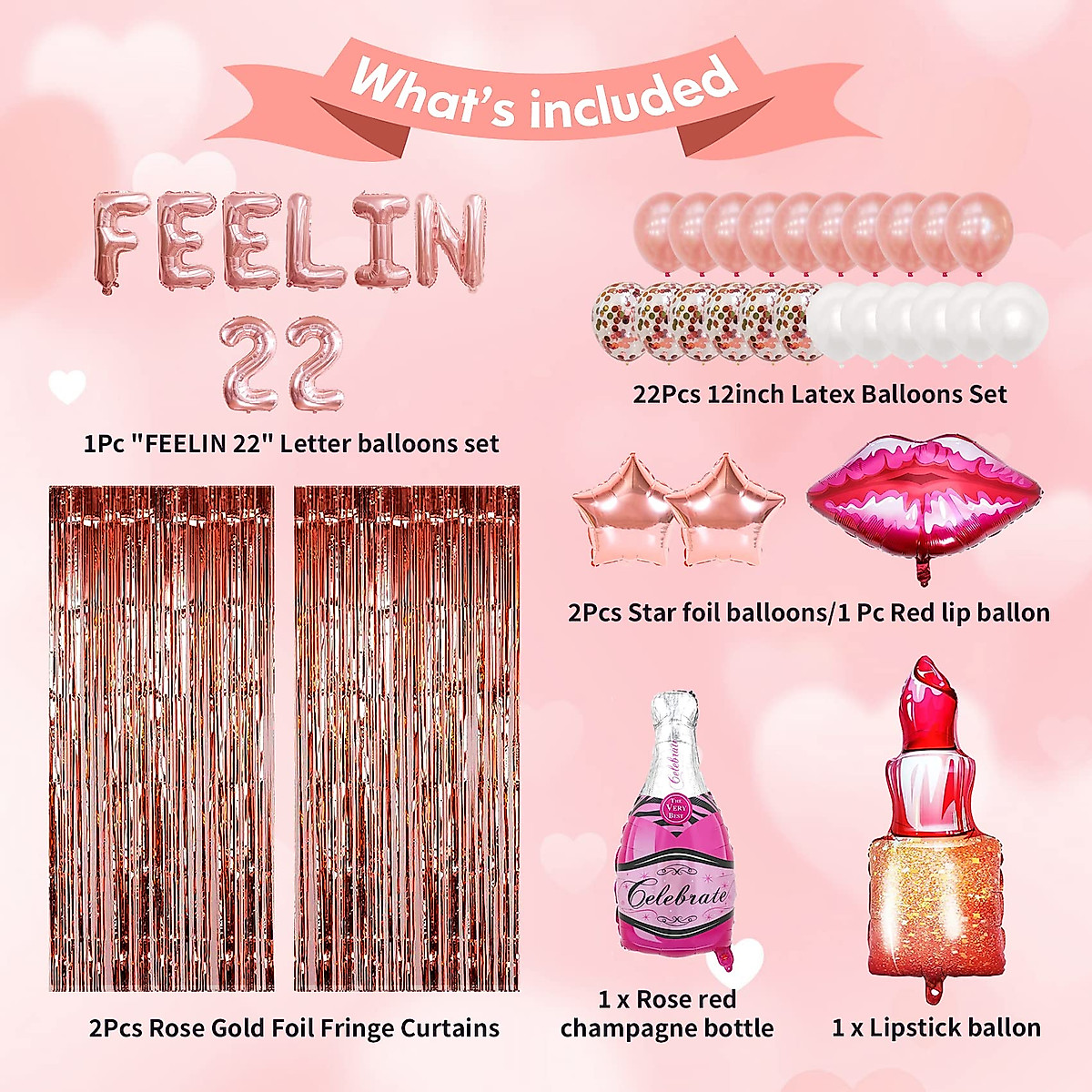 22 Birthday Decorations For Women 22nd Birthday Decorations For Women Girls Feelin 22 Balloons Feelin 22 Banner 22nd Birthday Supplies 22nd Birthday Balloons 22 Birthday Party Supplies Favors