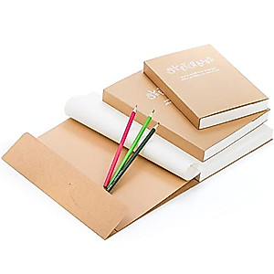Elsjoy Set of 3 Kraft Sketchbook & Drawing Notebook, A5/A4/B5 Sketch Book Travel Journal Notebook with Thick Paper for Drawing & Sketching, 128 Sheets/256 Pages