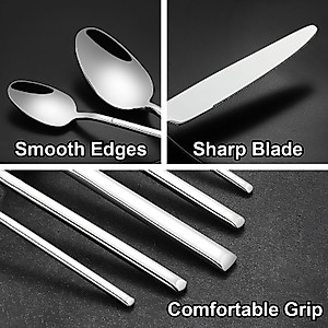 Forged Silverware Set for 8, Heavy Duty Stainless Steel Flatware Set, Prendcyx 40 Piece Premium Cutlery Sets including Spoons and Forks Set, Dishwasher Safe