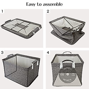 LoforHoney Home Bundle- Storage Bins with Lids Dark Gray Large 4-Pack, Storage Baskets with Metal Frames Dark Gray Jumbo 2-Pack