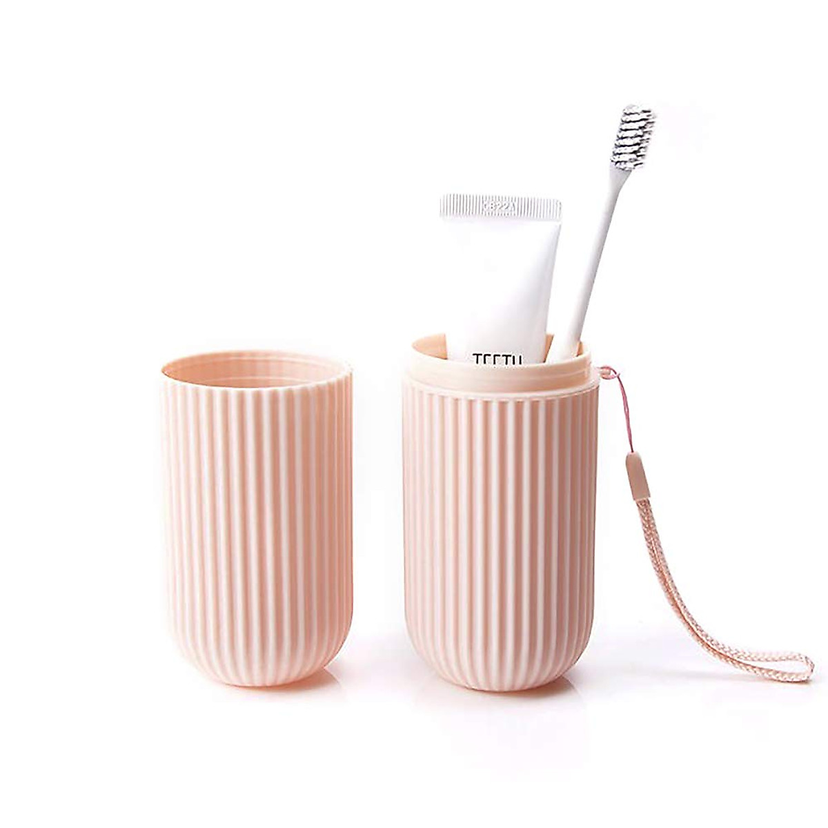 DOBMIT Travel Toothbrush Holder Case, 2 Pack Portable Toothbrush Cup for Travel/Business Trip/Outdoor Camping