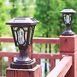 SFRIDQ LED Solar Column Headlight Outdoor Waterproof Garden Light Door Post Lights Home Villa Garden Light Lawn Light Landscape Lighting Fixture