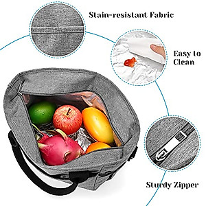 Clearlove Insulated Lunch Bag for Women Large Warm Lunch Box for Adults Food Storage Tote Water Resistant Ice Cooler Grey X-Large