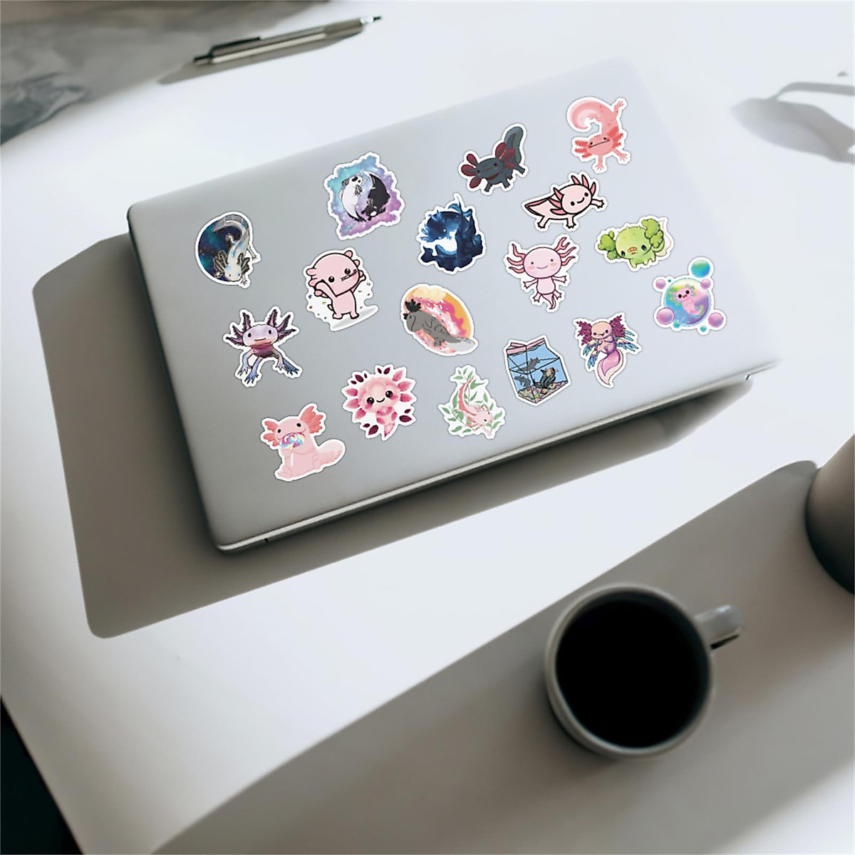 Cute Axolotl Stickers Axolotl Stuff Gifts for Kids Adults, Kawaii Stickers 50PCS Kechup Vinyl Waterproof Animal Stickers for Water Bottles Luggage Laptop