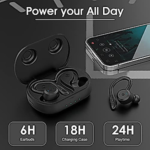 APEKX Sport in-Ear TWS Headphone True Wireless Bluetooth 5.1 Sports Earphone, IPX7 Waterproof Stereo Sound, Built-in Mic Earphones for Sports Gym Workouts(Black)