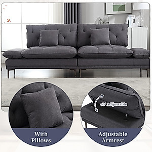 MOONMISS Loveseat Sofa, Modern Couch with Removable Pillows, Deep Seat w/Soft Cushions, Accent Upholstered Sleeper Sofa Couch for Home, Apartment, Office,Dark Grey