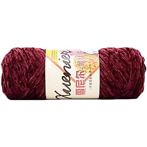 Wine red Solid Color Hand Woven Thick Crochet Thread Chenille Velvet Yarn Soft Wrapping for Craft Scarves Sports Blankets 100g