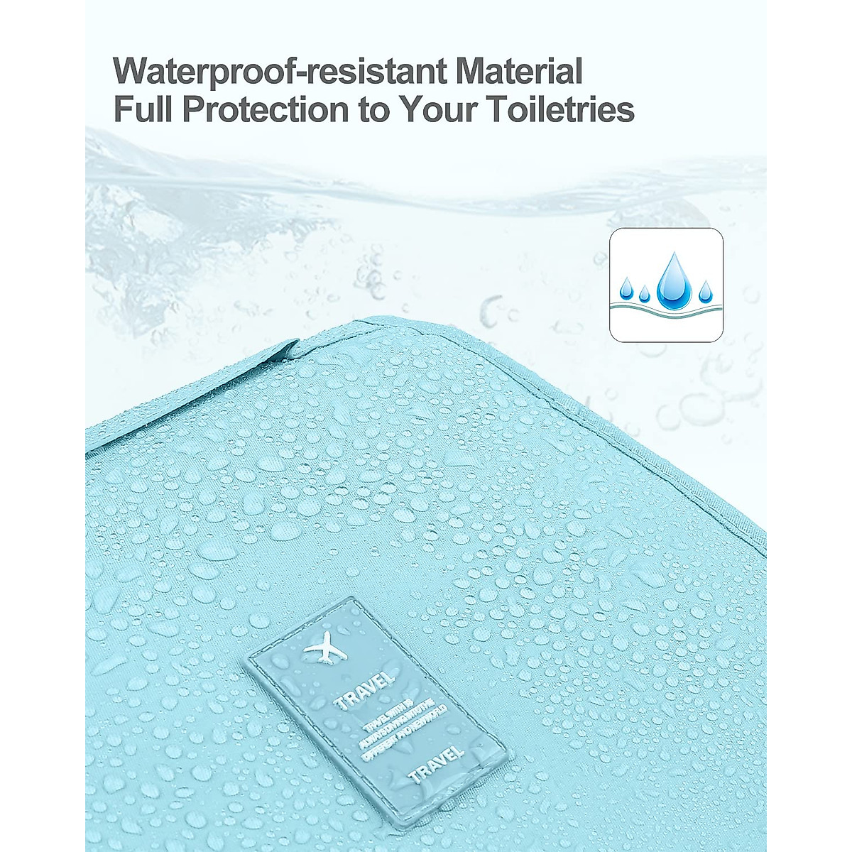 Luxtude Small Hanging Toiletry Bag for Women, Water-resistant Travel Toiletry Bag with Hanging Hook, Portable Toiletry Travel Organizer Bag for Toiletries, Shower, Bathroom, Cosmetics etc.(Blue)