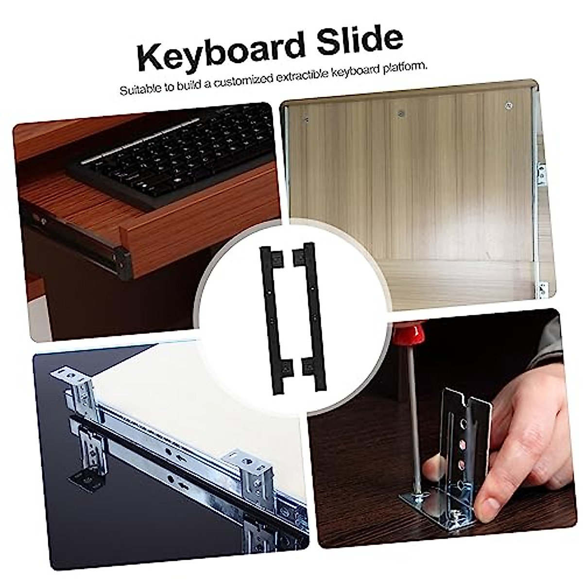 Abaodam 3 Pairs Keyboard Rails Computer Stands Table Tray Drawer Guides ...