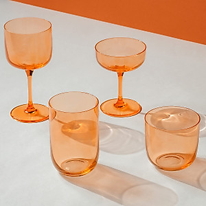 Villeroy & Boch - Like Apricot Champagne Coupe/Dessert Bowl Set of 2 pces, Coloured Glass Orange, Capacity 100 ml