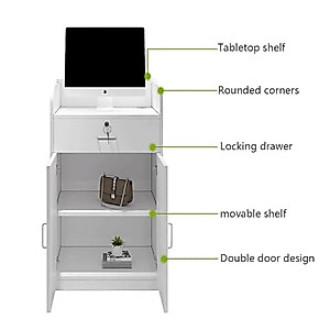 EESHHA Lectern Lightweight Lecterns Wooden Laptop Desk Podium Stand Small Conference Teacher Podiums Simple Floor Standing Standing Lectern, White